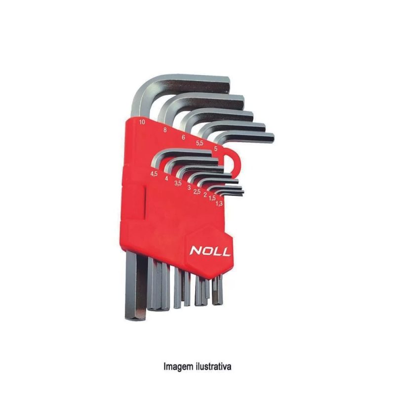 Jogo Chave Allen Abaulada 9 peças 1,5-10mm Noll Curta – Equipar Ferramentas